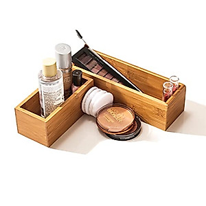 Seville Classics Bamboo Premium Organizer Storage Bins for Kitchen Silverware, Pantry, Closet, Office Desk, Pens, Utensils, Makeup, K Cup, Bamboo, Bin Set (10 Piece)