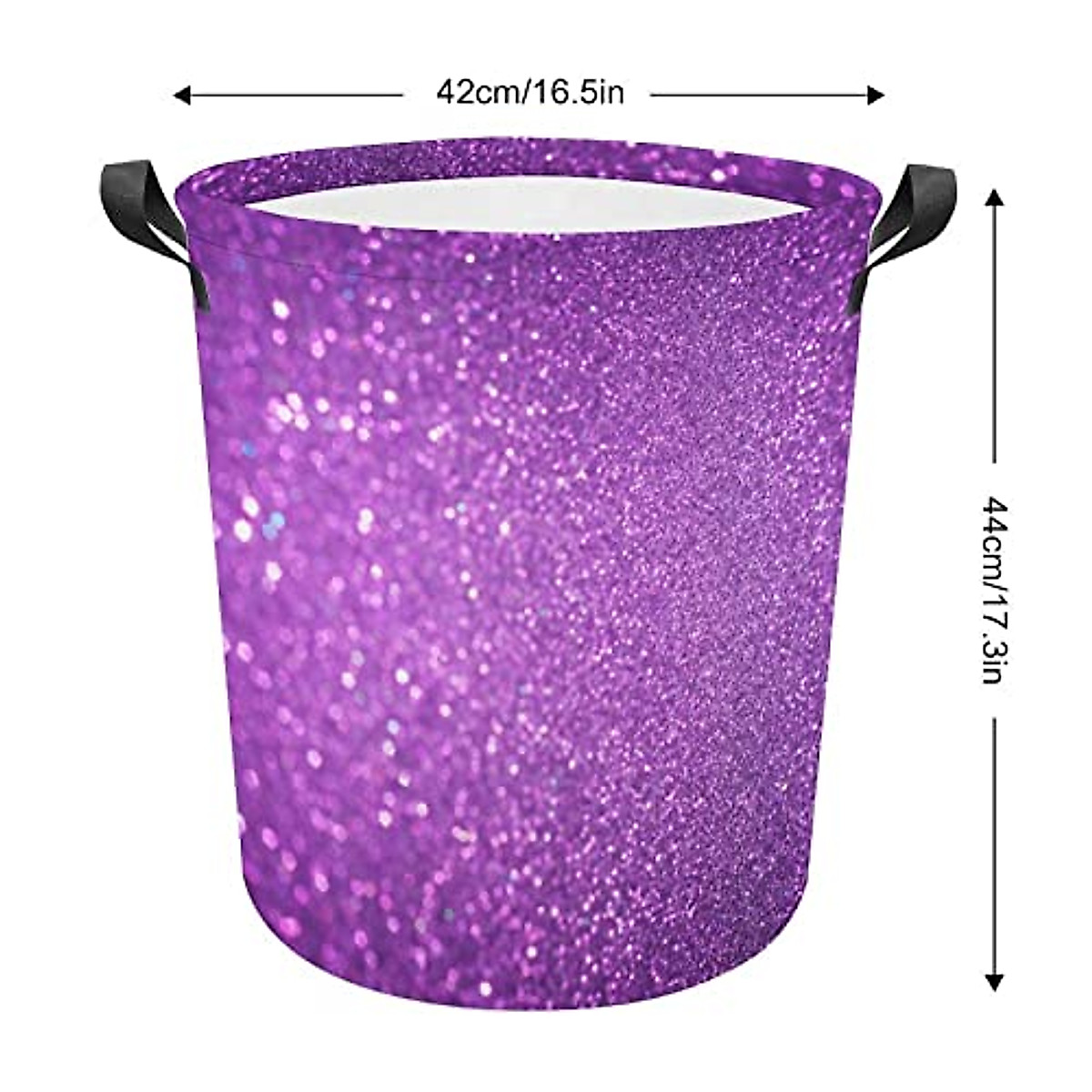 HoaMoya Collapsible Purple Glitter Dot Printed Laundry Basket Freestanding Laundry Hamper With Handles Large Waterproof Cloth Toy Storage Bin for Household Bedroom Bathroom