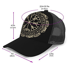 Adult Spring Sport Mesh Hats, Norse Runes Baseball Cap for Men Women, Adjustable Fit Casual Curved Brim