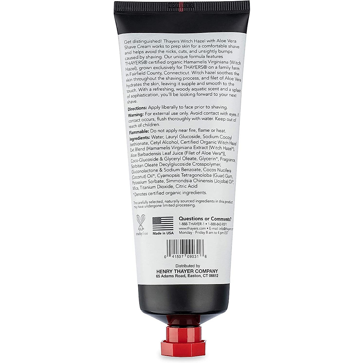 THAYERS Gentlemen's Collection Shave Cream with Witch Hazel and Aloe Vera, 4 Fl Oz