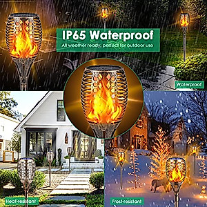 TomCare Solar Lights Upgraded, 43" Waterproof Flickering Flames Solar Powered LED Solar Hanging Lanterns Patio Lights for Patio Garden Backyard