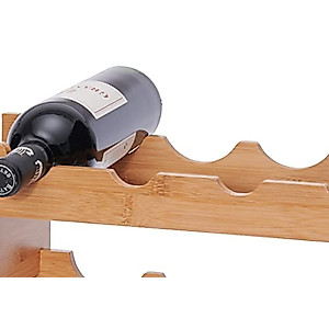 Modular Stackable Bamboo Wooden Wine Rack; Easy to Assemble & Add Levels; Bottles Rest Slanting Downwards to Keep Corks Moist; for Kitchen, Pantry, Cellar Storage (24 Bottle Capacity, 6 x 4 Rows)