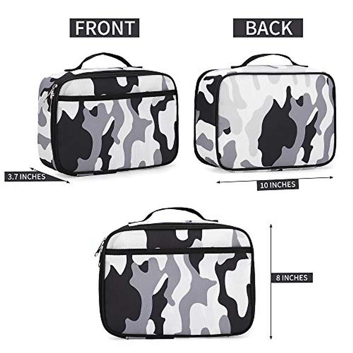 Rickyh Style Lunch Box with Padded Liner, Spacious Insulated Lunch Bag for Men and Women, Durable Thermal Lunch Cooler with Strap, 2 Pockets, 10 x 8 x 3.7 in