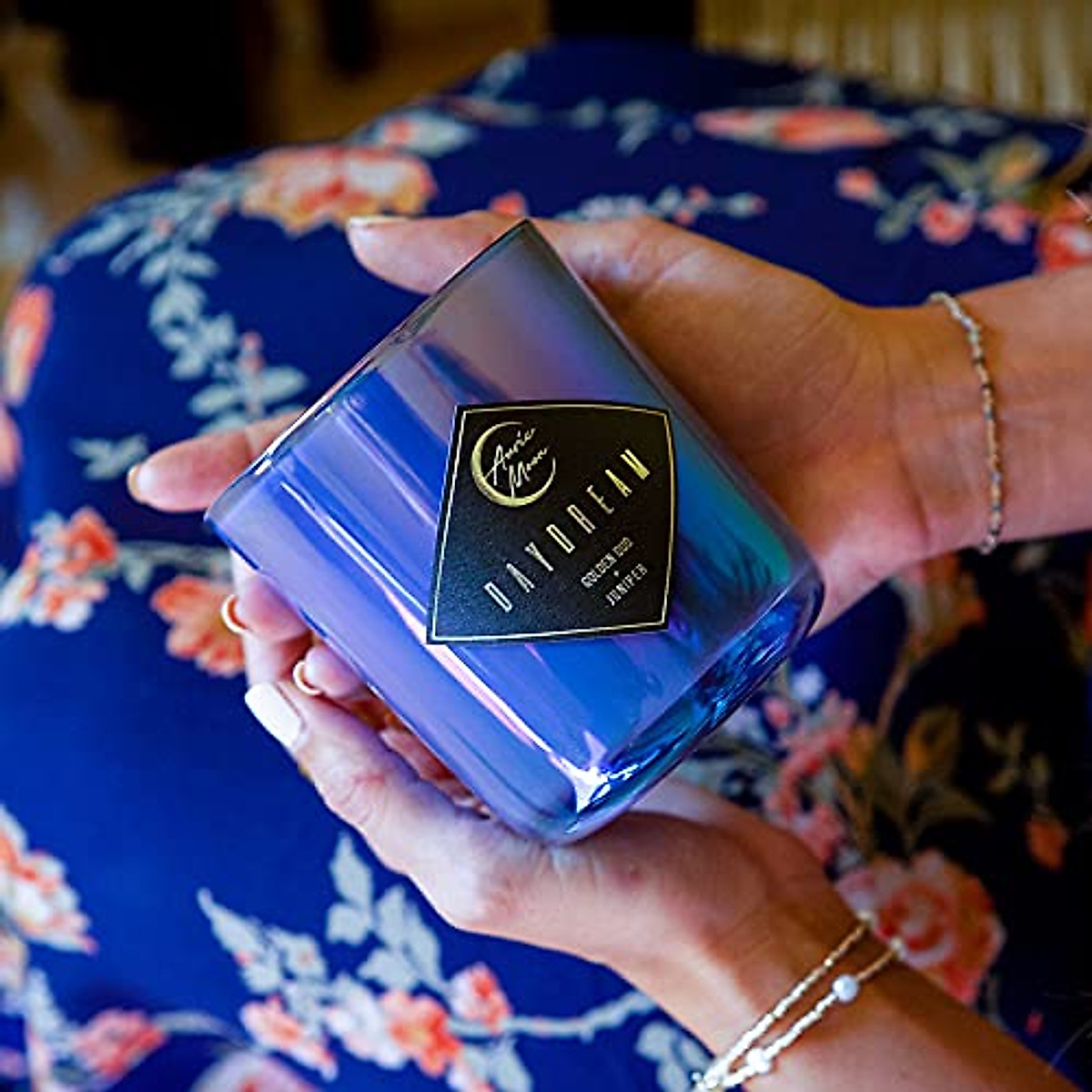 Auric Moon | Golden Oud + Juniper Scented Luxury Soy Coconut Candle for Women | Slow 70+ Hour Burn | Wood Crackling Wicks | 12 Oz Premium Glass | Hand-Poured in California