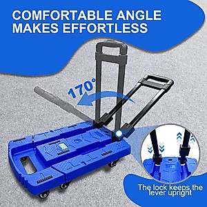 ShiningShow Foldable Hand Platform Truck, 500 LB Heavy Duty Exhibition Cart, Black Utility Dolly Platform Cart with 6 Wheels for Luggage, Personal, Travel, Auto, Moving & Office Use