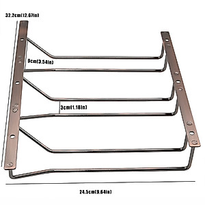 zoohot Wine Glass Rack - Under Cabinet Stemware Wine Glass Holder Glasses Storage Hanger Metal Organizer for Bar Kitchen Red Copper (3 Rows, 1 Pack)