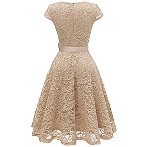 BeryLove Prom Dress for Women Junior Formal Graduation Wedding Guest Dresses with Cap Sleeve for Dresses 06 Champagne M