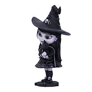 Nemesis Now Cult Cuties Hexara Witch Figurine 15cm, Resin, Black, Cute Witch and Feline Companion Figurine, Perfect Addition to Gothic Collection, Cast in The Finest Resin, Expertly Hand-Painted