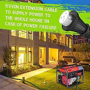 RVVIN 50 Amp 25 Feet RV Extension Cord, 14-50P to SS2-50R Heavy Duty STW Generator Extension Cord for RV Camper and Generator to House, with Locking Connector, ETL Listed (Black&Green)
