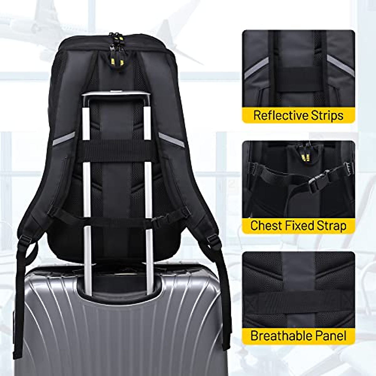 MIER Casual Daypack Travel Laptop Backpack Water Resistant, Commuter Back Pack Simple College Bookbag with Multiple Pockets for Men Women Work School Outdoors, Fits 15.6 Inch Notebook (27L, Black)