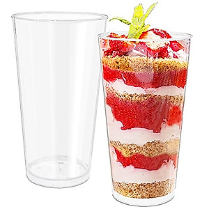 50 Pack 3 oz Mini Plastic Dessert Cups,Disposable Round Shooter Cups,Appetizer Bowls Catering Supplies for Parfait,Appetizers,Ice Cream,Tasting Party