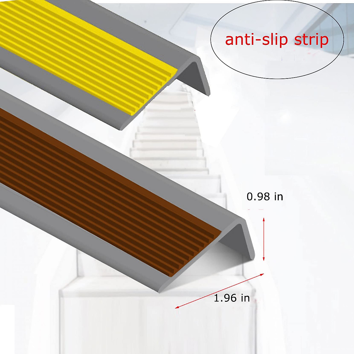 Stair Nosing Edge Anti Slip Traction Treads,Stair Edge Protector,Step Edge Trim Rubber Strips,Easy to Install,Outdoor Indoor Staircases Pads Help Elderly,Children to Walk The Stairs Safely