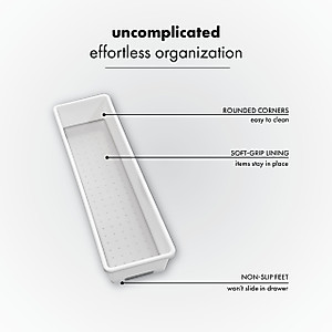 Madesmart Plastic Multipurpose Storage Organizer Bin for Drawers, Low-Profile Storage Bin Drawer Organizer, White