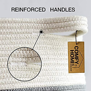COMFY-HOMI 2pc Blanket Baskets Living Room 21''x21''x13.6'' Woven Rope Basket Laundry Hamper Baby Nursery Storage Organizer Laundry Baskets Bin XXXL Extra Large