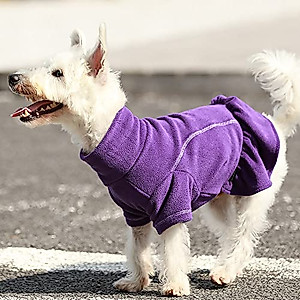 Fitwarm Athleisure Fleece Dog Dresses, Dog Clothes for Small Dogs Girl, Pet Lightweight Turtleneck Sweater, Cat Apparel, Purple, Medium