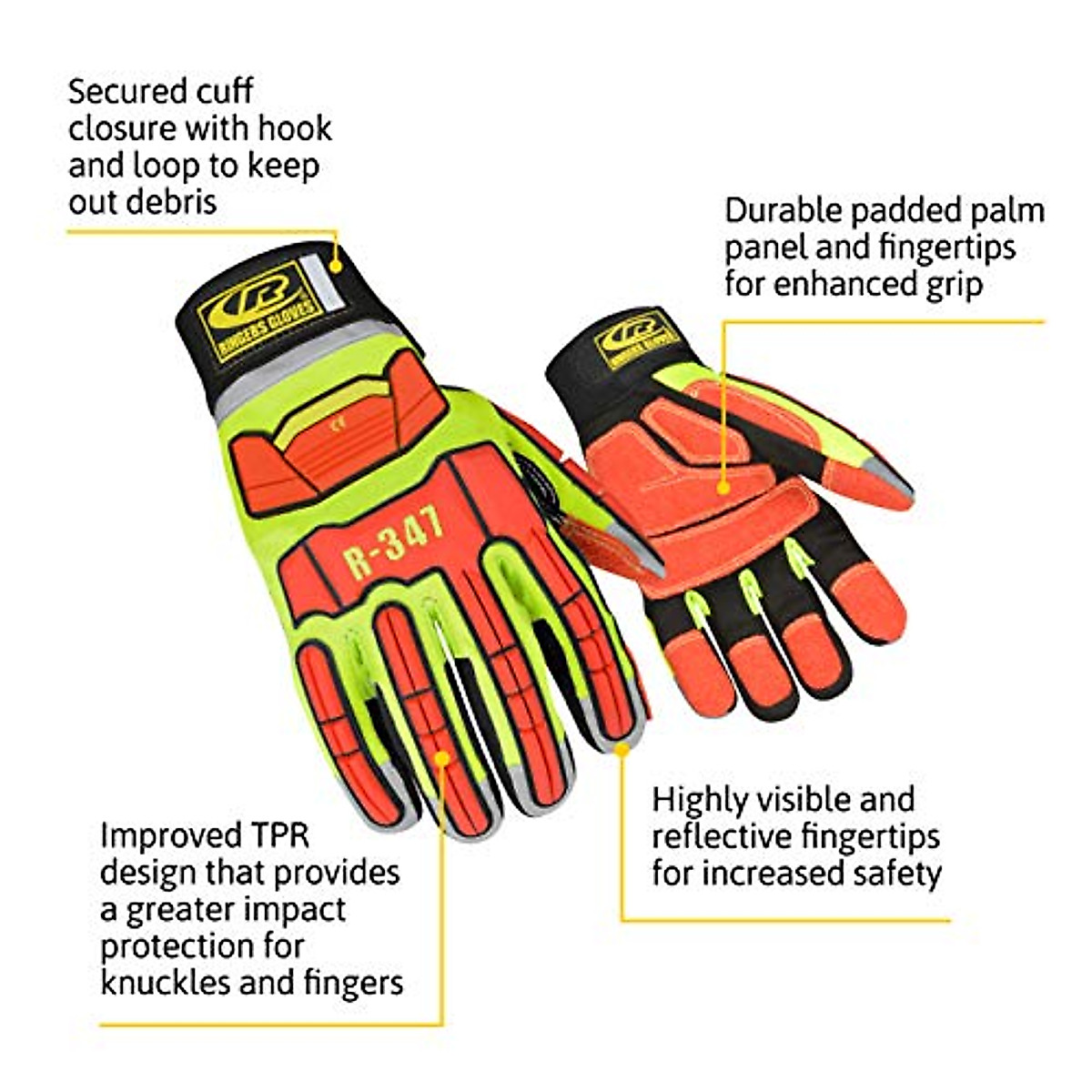 Glove, Rescue, Cut Resistant, L, Hi-Vis, Pr