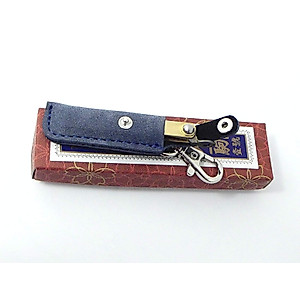 Higonokami Japanese Folding Clasp Keychain Knife with Snap Leather Sheath 01BS