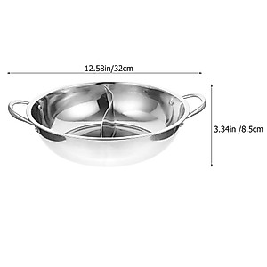 Cabilock Nonstick Frying Pan Double Flavor Hot Pot with Divider Stainless Steel Dual Sided Hot Pot Pan Household Divided Stock Pot for Induction Cooktop Gas Stove - 32cm Non Stick Frying Pans