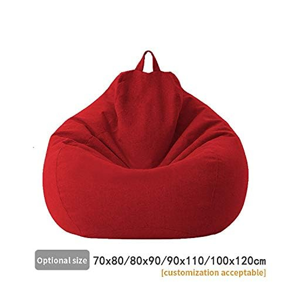 KODENG Large Small Lazy Sofas Cover Chairs Without Filler Linen Cloth Lounger Seat Bean Bag Pouf Puff Couch Tatami Living Room Beanbags (85x105cm)