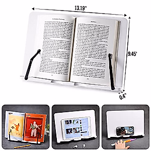 WROSWT Cookbook Stand, Foldable Large Book Reading Stand for Hands Free, Wood Recipe Cook Book Holder for Kitchen Counter,with 5 Adjustable Angles for Music Book,Textbook,Tablet,Ipad