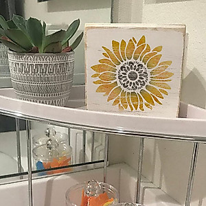 DLY LIFESTYLE Boho Sunflower Stencil for Painting on Wood, Canvas, Paper, Fabric, Walls and Furniture - Sunflower Stencil - 7x7 Inches - Reusable DIY Art and Craft Stencils - Flower Stencil