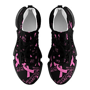 Pink Breast Cancer Awareness Women's Walking Running Shoes Athletic Tennis Fashion Sneakers for Men