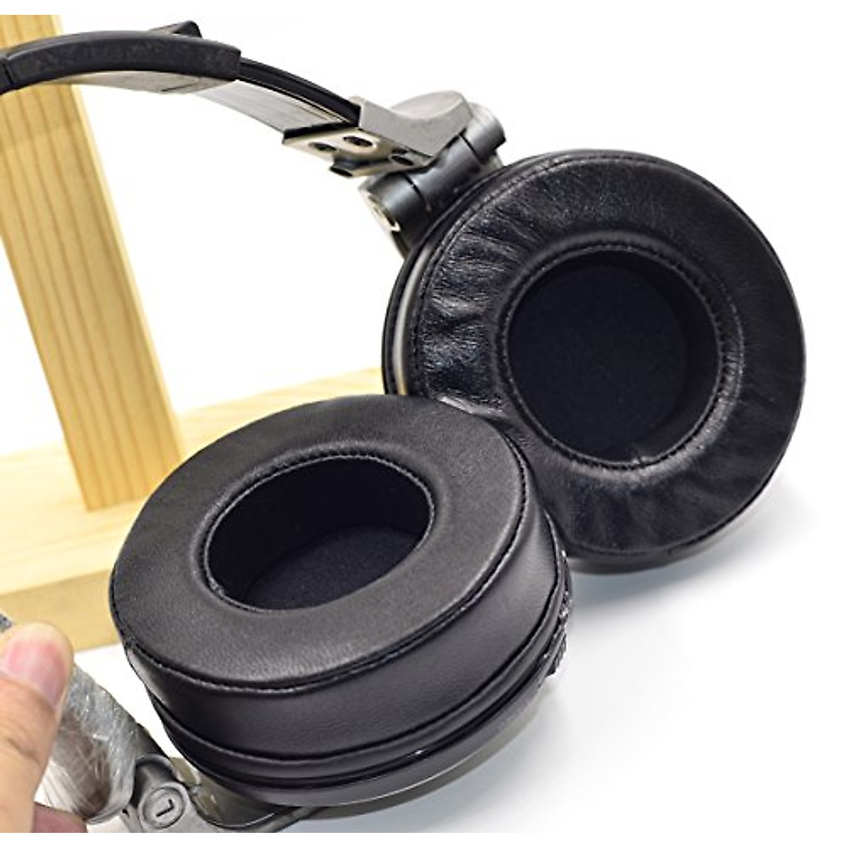 90mm Diameter Real Sheepskin Leather Replacement Compatible with AKG K545 K845BT K540 Headphone/JBL E50BT E50 BT S500 S700 Headphone / HDJ1000 HDJ2000 HDJ1500 Headphones