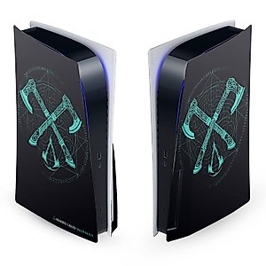 Head Case Designs Officially Licensed Assassin's Creed Dual Axes Valhalla Key Art Matte Vinyl Faceplate Sticker Gaming Skin Decal Cover Compatible With Sony PlayStation 5 PS5 Disc Edition Console