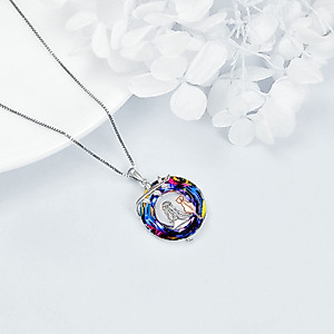 LUHE Cat Necklace Gifts 925 Sterling Silver Crystal Cat and Women Pendant Necklace Jewelry for Women