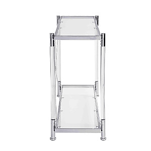 43.3 Inch Chrome Glass Console Table, 2 Tier Narrow Hallway Side Table with Acrylic & Metal Frame, Modern Minimalist End Table Sofa Table (Silver)