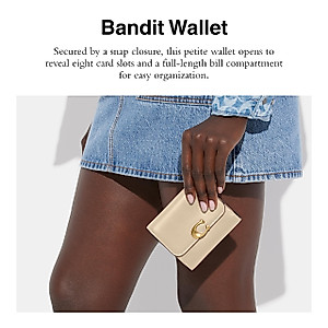 Coach Womens Luxe Refined Calf Leather Bandit Wallet, Ivory