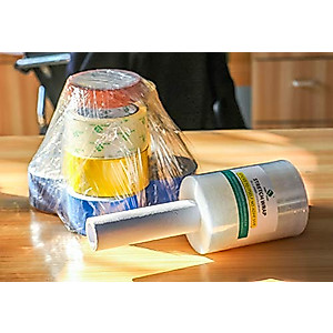 4 Pack Industrial Mini Clear Stretch Wrap with Handle 5" 1000ft 80 Gauge for Pallet Wrap, Durable Self-Adhering Plastic Wrap for Packing, Moving, Heavy Duty, BOMEI PACK