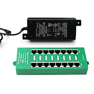 PoE Texas AT-8-48v60w | 8 Port Gigabit 802.3af Power Over Ethernet Injector | with 48 Volt 60 Watt Power Supply