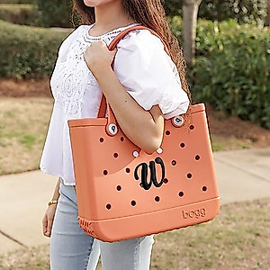 3PCS Letter Charms Compatible with Bogg Bags,2.75 in Large Size Bag Inserts Accessories Decorative Charm for Beach Bag (Black, L)