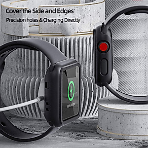 PZOZ Compatible for Apple Watch Series 3 / Series 2 Case with Screen Protector 38mm Accessories Slim Guard Thin Bumper Full Coverage Matte Hard Cover Defense Edge for iWatch Women Men GPS (Black)