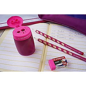 STABILO School Set Left Handed in Pink EASYgraph Pencil + EASYsharpener + EASYeraser