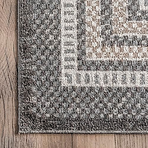 nuLOOM Anya Machine Washable Casual Border Area Rug, 4x6, Grey