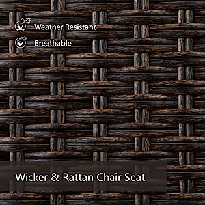 Sophia & William High-Back & Oversized Outdoor Rattan Dining Chairs Set of 2 Patio Wicker Chairs with All-Weather Metal Armrest and Leg Support 350LB for Patio, Garden, Yards, Deck, Lawn