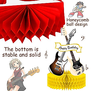 Music Guitar Honeycomb Centerpieces 13Pcs Guitar Birthday Party Table Centerpieces Rock Guitar Table Decorations Music Birthday Party Decoration for Music Instrument Baby Shower Supplies