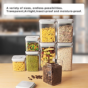 Airtight Food Storage Containers Set-8 PCS POP Open Kitchen Canisters with lids,BPA Free, Kitchen Pantry Organization Stackable Containers for Bulk Food, Cereal,Snack, Sugar, Pet Food Storage
