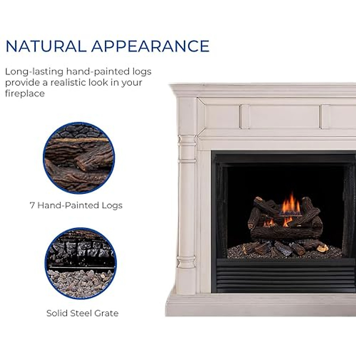 Duluth Forge DLS-18T-2 Dual Fuel Ventless Fireplace Logs Set with Thermostat, Use with Natural Gas or Liquid Propane, 30000 BTU, Heats up to 1000 Sq. Ft, Stacked Red Oak, 18 Inches