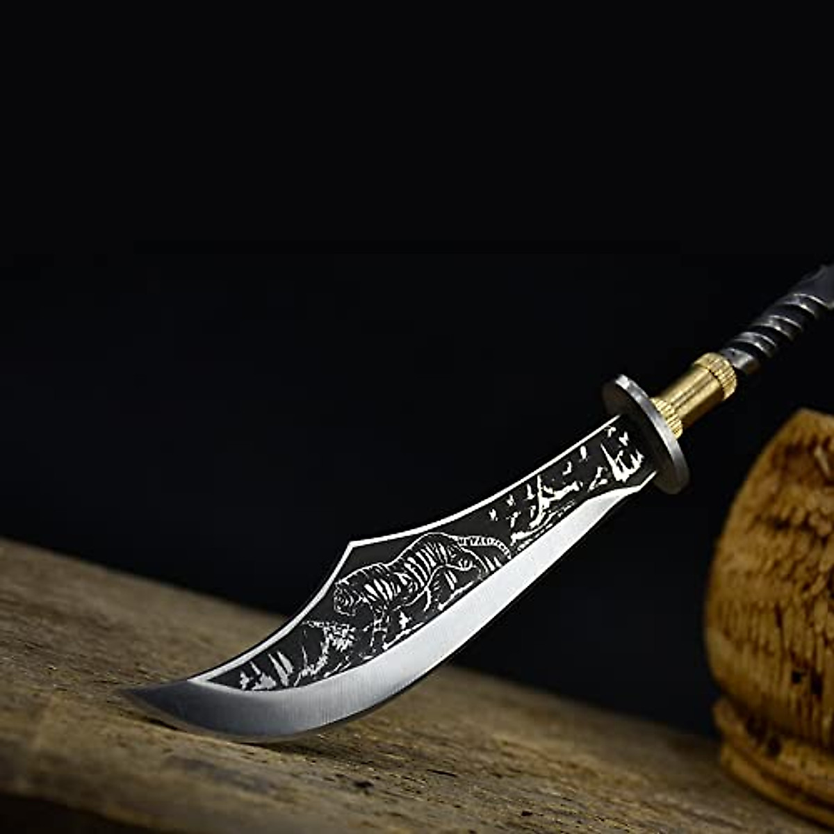 lkjad Tea Knife Full Tang Handmade Tea Set Cutting Small and Portable Sharp Collectibles Metal Stainless Steel Guan Gong Knife Letter Opener