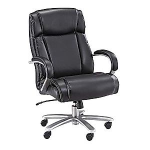 Safco Big & Tall High-Back Swivel Executive Task Chair with Bonded Leather Seating, 500lb Weight Capacity, Adjustable Height & Tilt, Work or Home Office