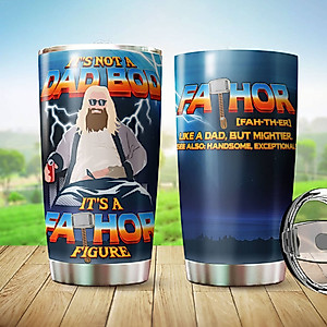 Kozmoz Inspire It's Not A Dad Bod It's A Fathor Figure Father's Day Gift From Daughter, Son Wife Christmas Gifts For Dad Birthday Gift Tumbler 20oz