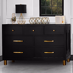Evolur Loft Art Deco Double Dresser, Black, 54.00″ L x 18.00″ W x 33.00″ H