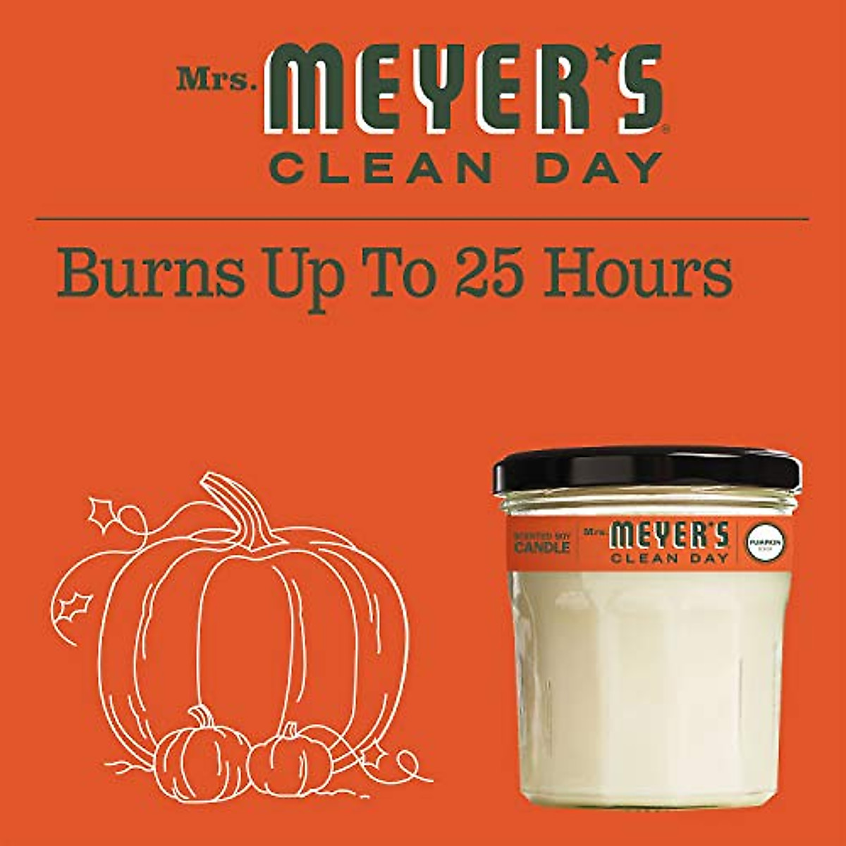 Mrs. Meyer's Soy Aromatherapy Candle, 25 Hour Burn Time, Made with Soy Wax and Essential Oils, Pumpkin, 4.9 oz