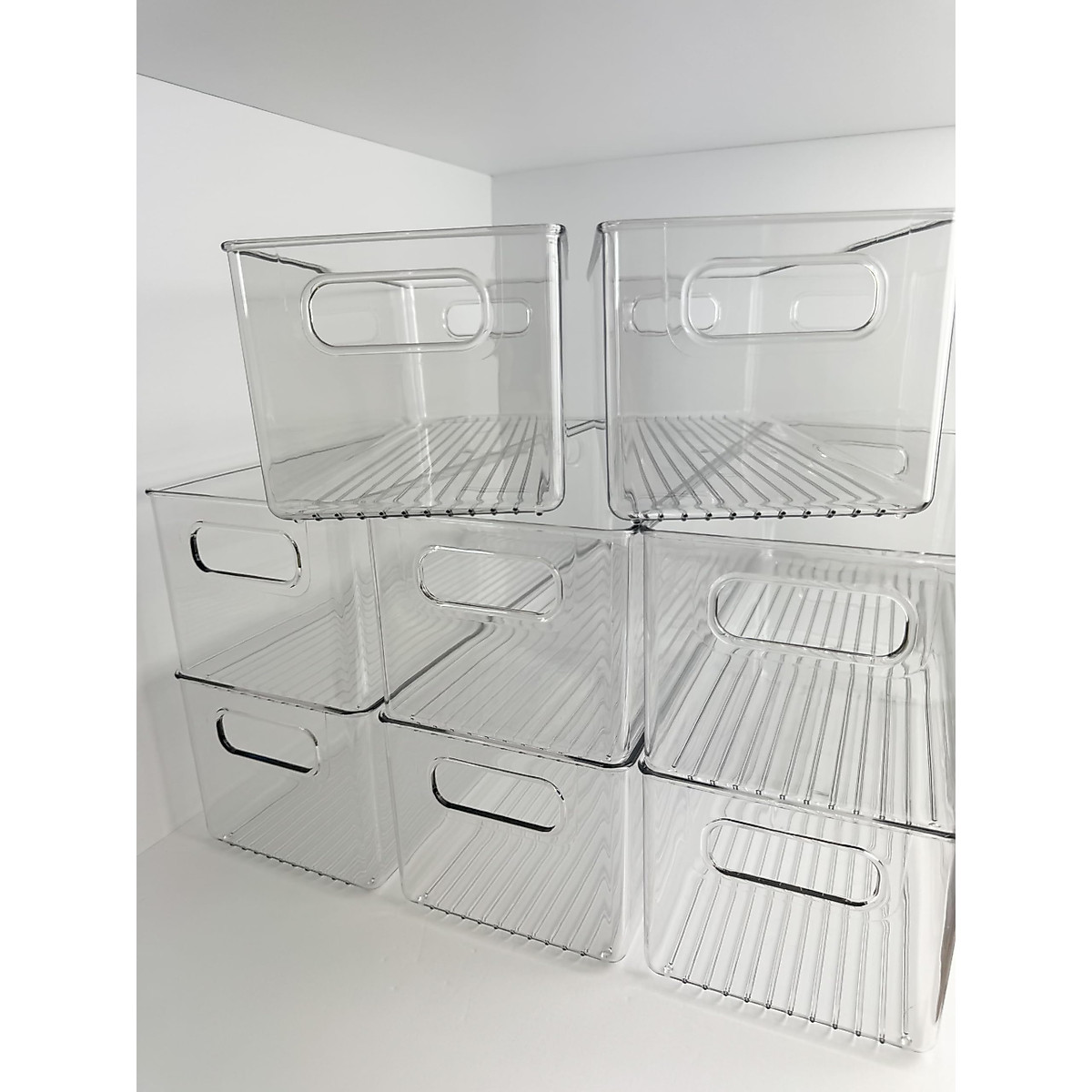 Orderly Elegance Clear Plastic Organizer Bin 16in (L) x 6in (W) x 5in (H) 8 pack