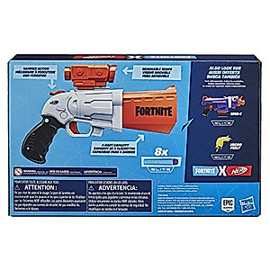 Nerf Fortnite SR Blaster - 4-Dart Hammer Action - includes Removable Scope and 8 Official Elite Darts - for Youth, Teens, Adults