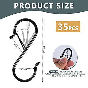 WSSROGY 35 Pcs S Hooks Hangers with Safety Buckle 3.6 inch Closet Hooks Fence Hooks for Hanging Plants, Kitchenware