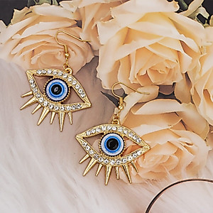 Unique Personality Evil Eye Earrings Fashion Abstract Eye Crystal Rhinestone Fringe Funny Women's Drop Earrings Exaggerated Jewelry (style 1)